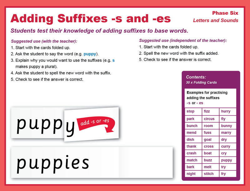 Suffix Strips -s & -es – Smart Kids
